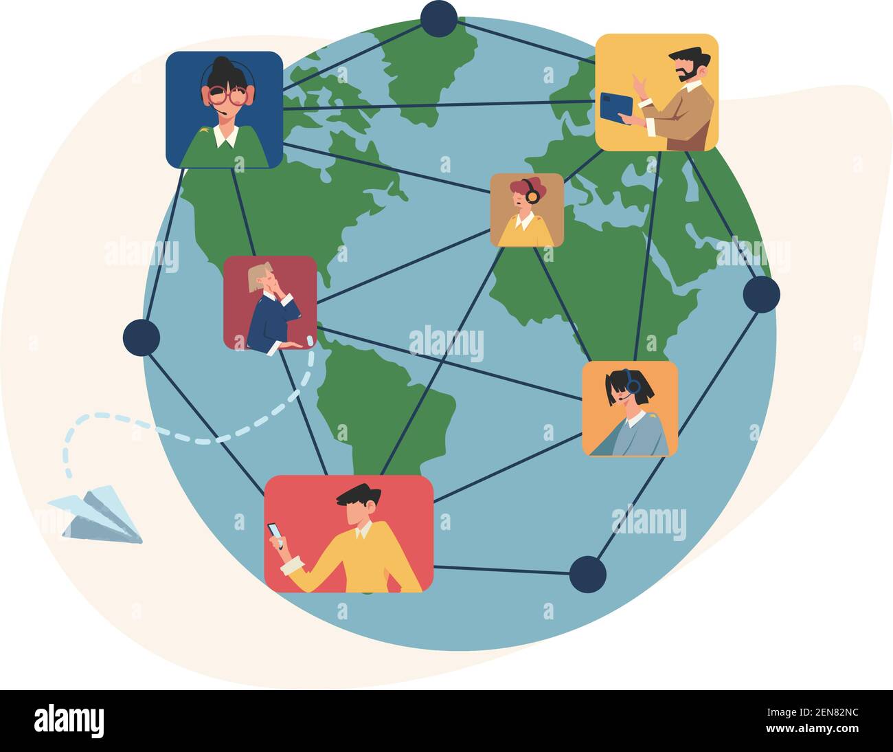 Communication via the internet social networking around the world Stock ...