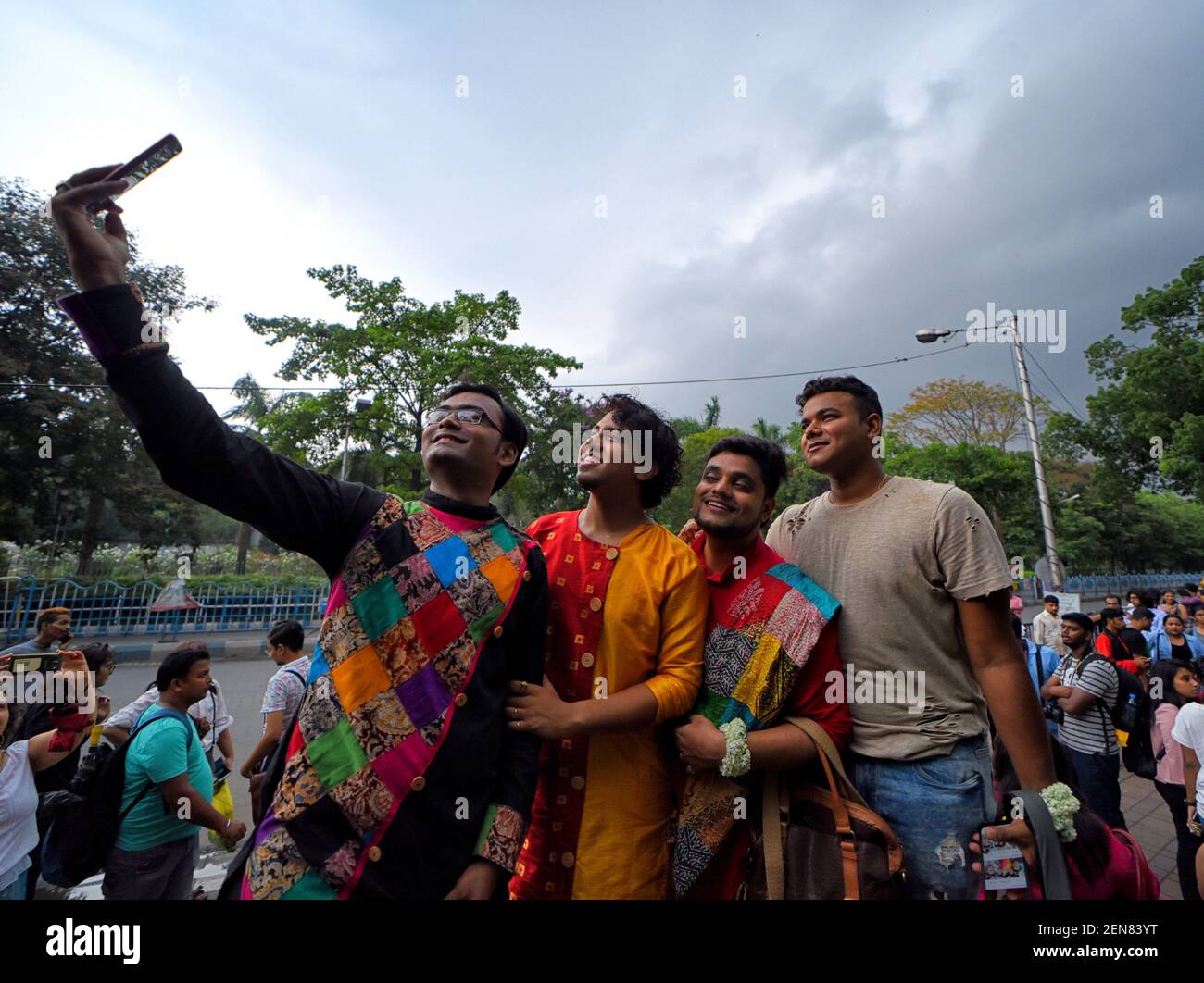LGBT Community members seen taking selfie during the Pride Walk of June ...