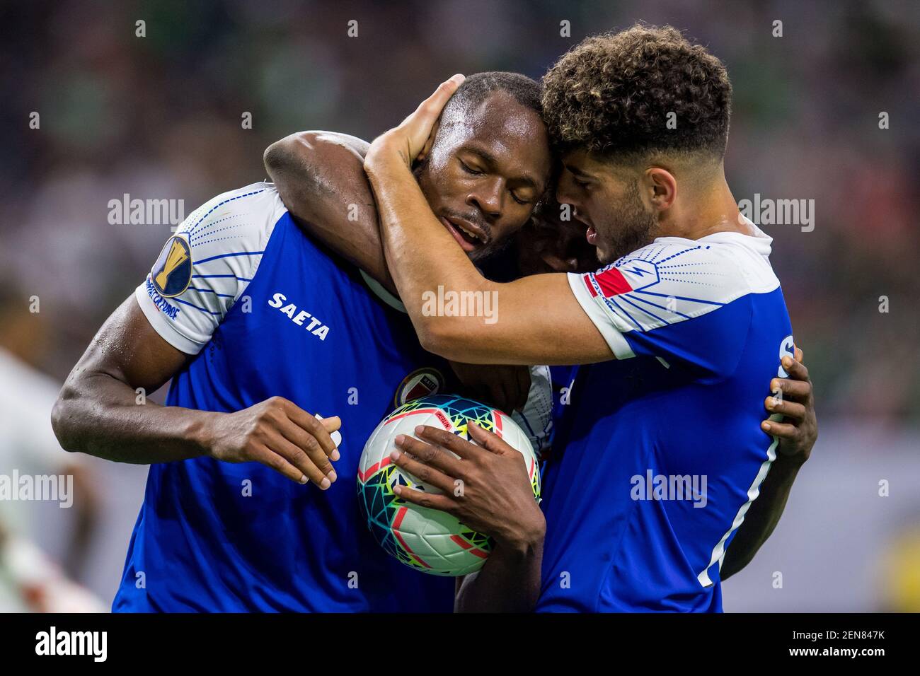 June 29, 2019: Haiti forward Herve Bazile (7) celebrates with Wilde ...