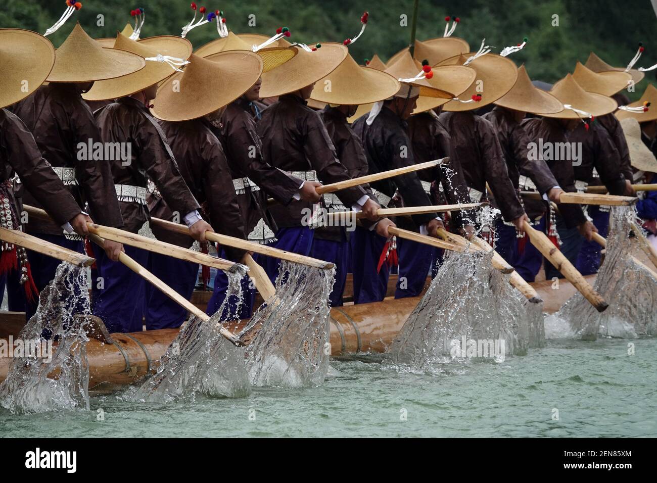 Chinese people of Miao ethnic minority take part in a dragon race ...