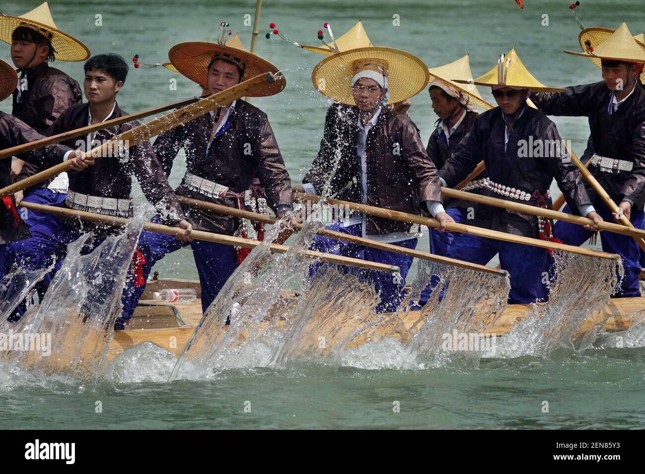 Chinese people of Miao ethnic minority take part in a dragon race ...