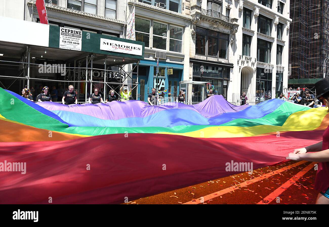 Marchers march in the World Pride NYC Pride March on June 30,2019 on ...