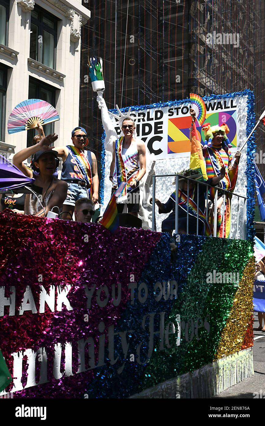 Marchers march in the World Pride NYC Pride March on June 30,2019 on ...