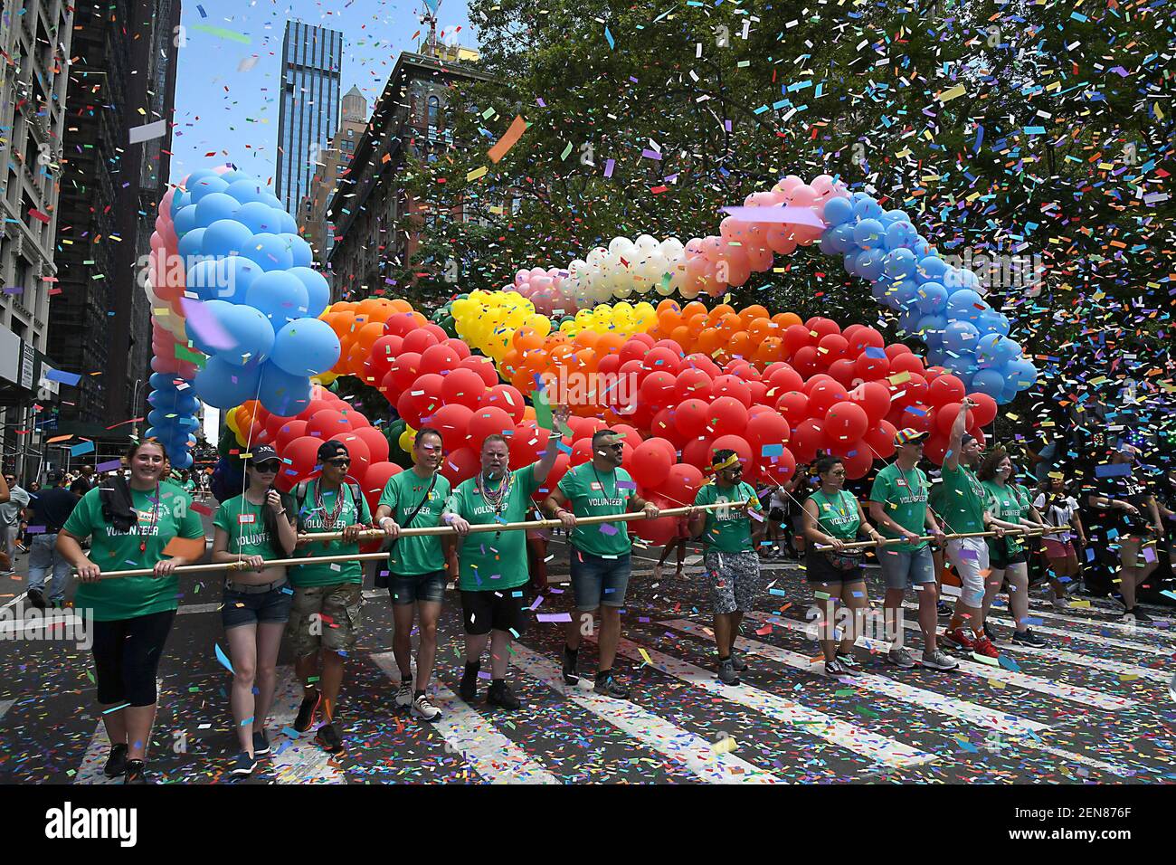 Marchers march in the World Pride NYC Pride March on June 30,2019 on ...