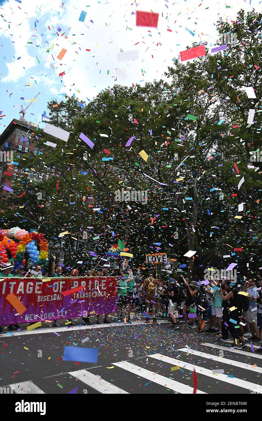 Marchers march in the World Pride NYC Pride March on June 30,2019 on ...
