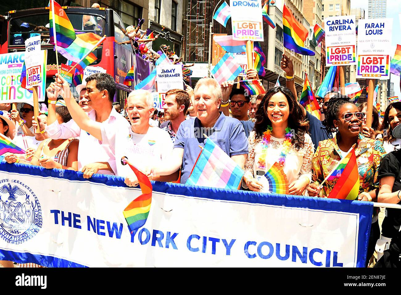 Marchers march in the World Pride NYC Pride March on June 30, 2019 on ...