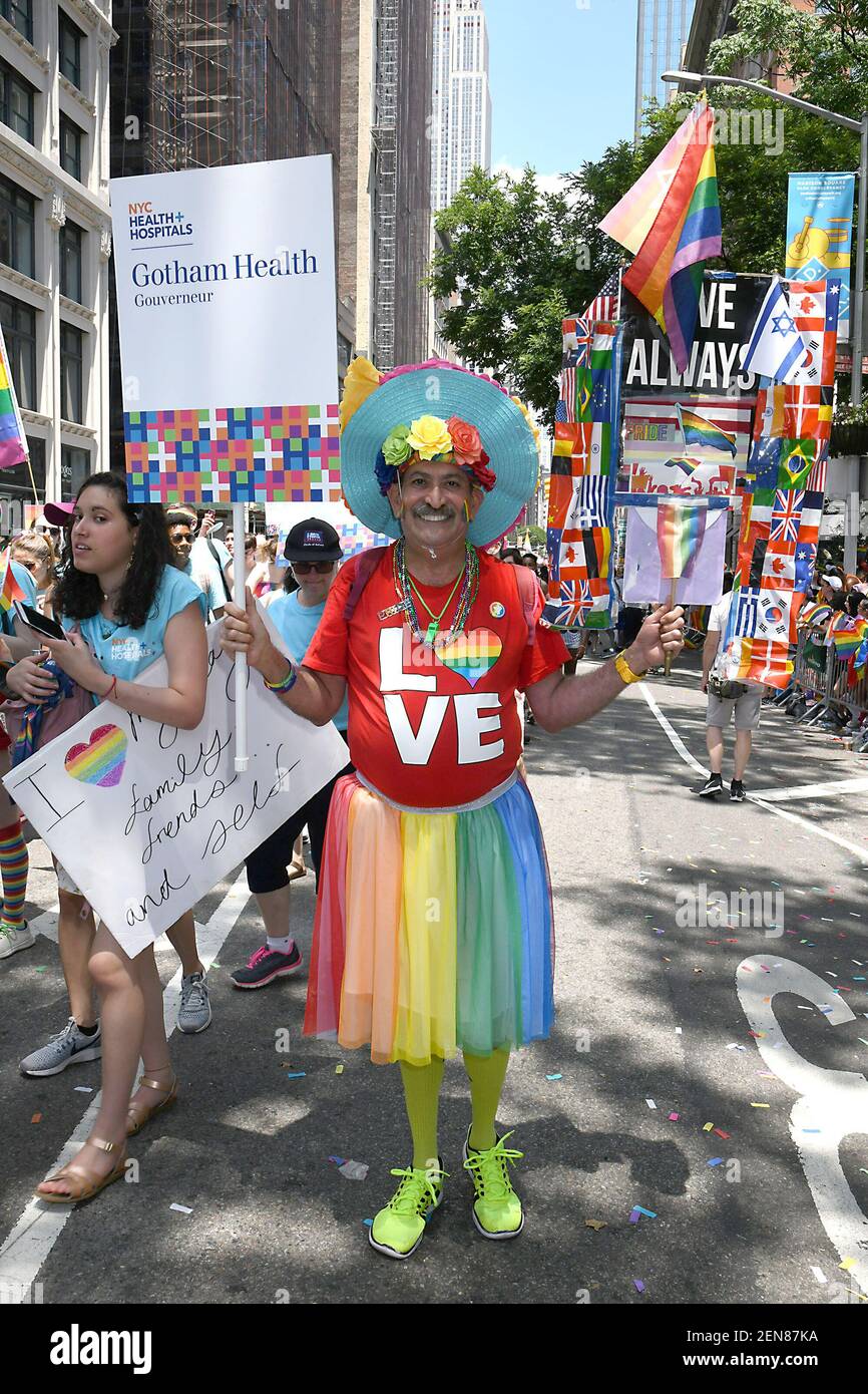 Marchers march in the World Pride NYC Pride March on June 30,2019 on ...