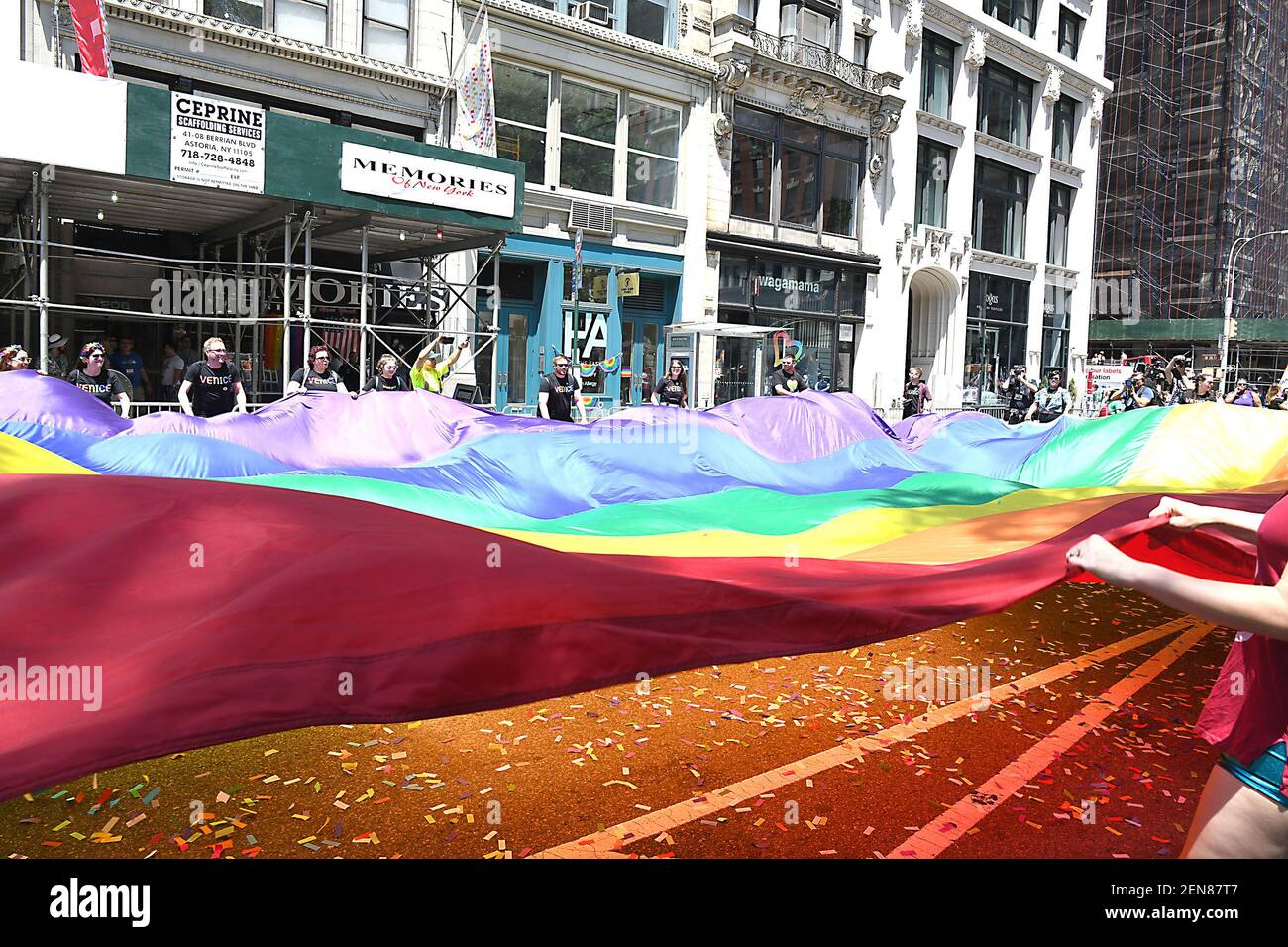Marchers march in the World Pride NYC Pride March on June 30,2019 on ...
