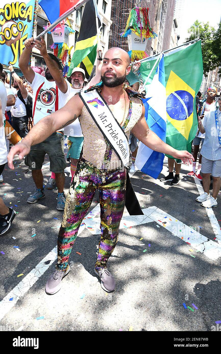 Marchers march in the World Pride NYC Pride March on June 30,2019 on ...