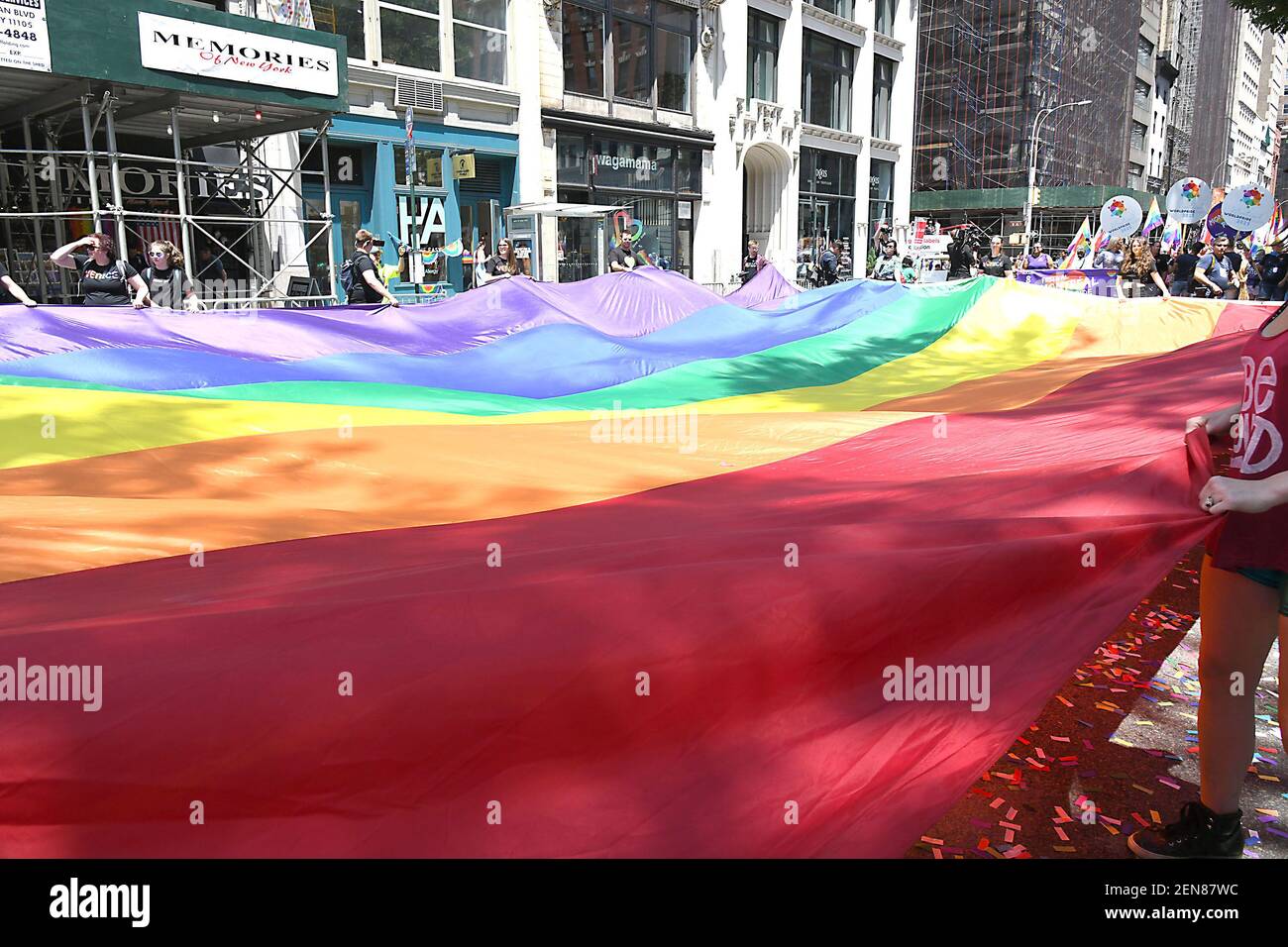 Marchers march in the World Pride NYC Pride March on June 30,2019 on ...