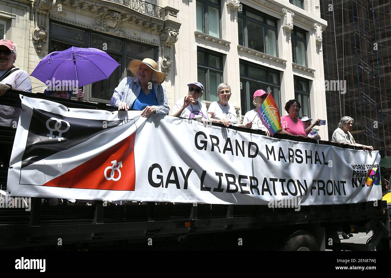 Marchers march in the World Pride NYC Pride March on June 30,2019 on ...