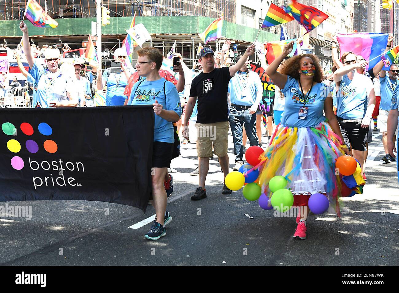 Marchers march in the World Pride NYC Pride March on June 30,2019 on ...