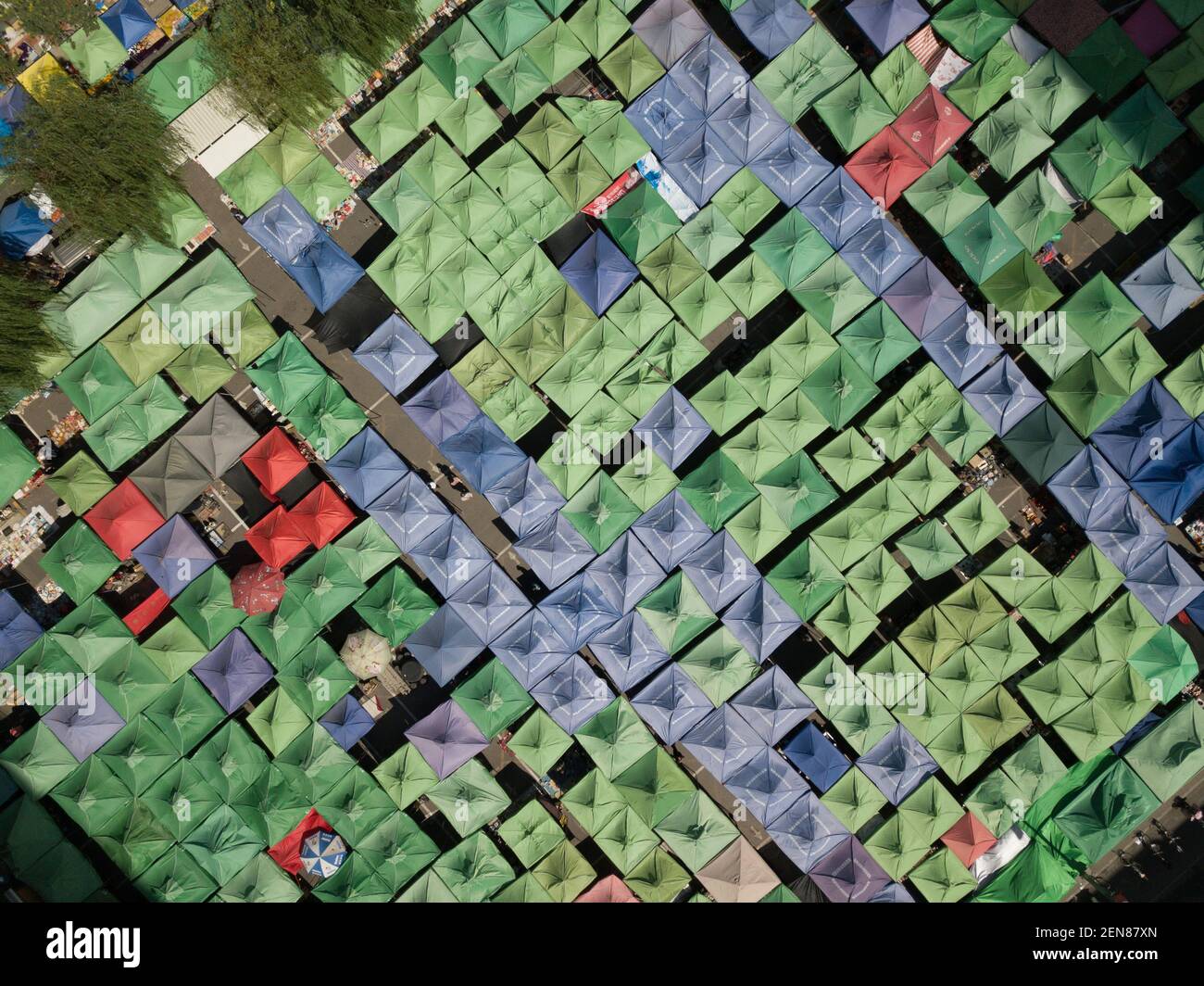 Aerial view of more than 600 colorful tents featuring the shape of ...