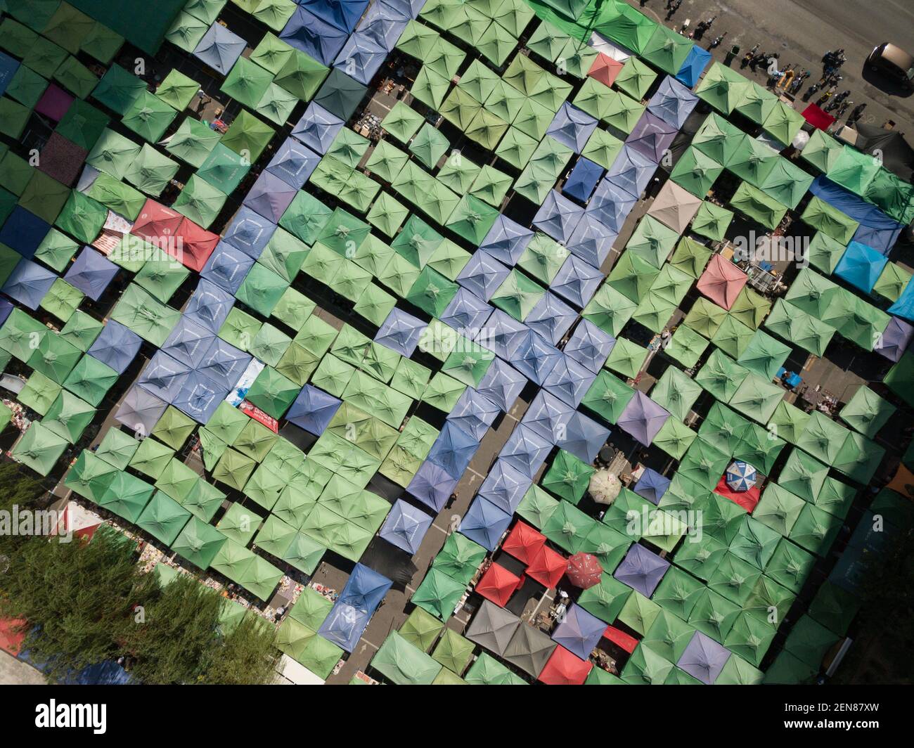 Aerial view of more than 600 colorful tents featuring the shape of ...