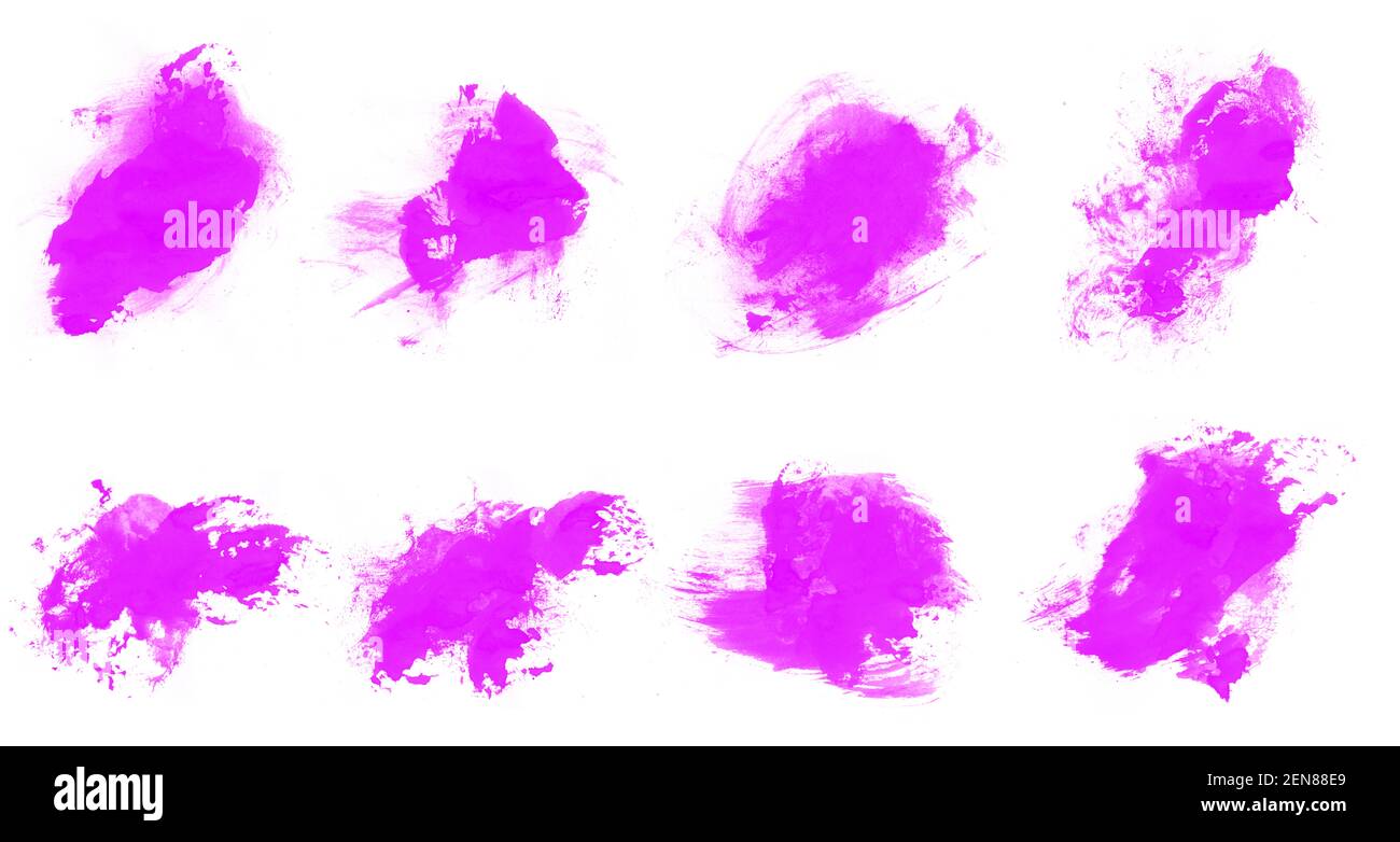 Set of watercolor smear and blot brushes isolated on white background ...