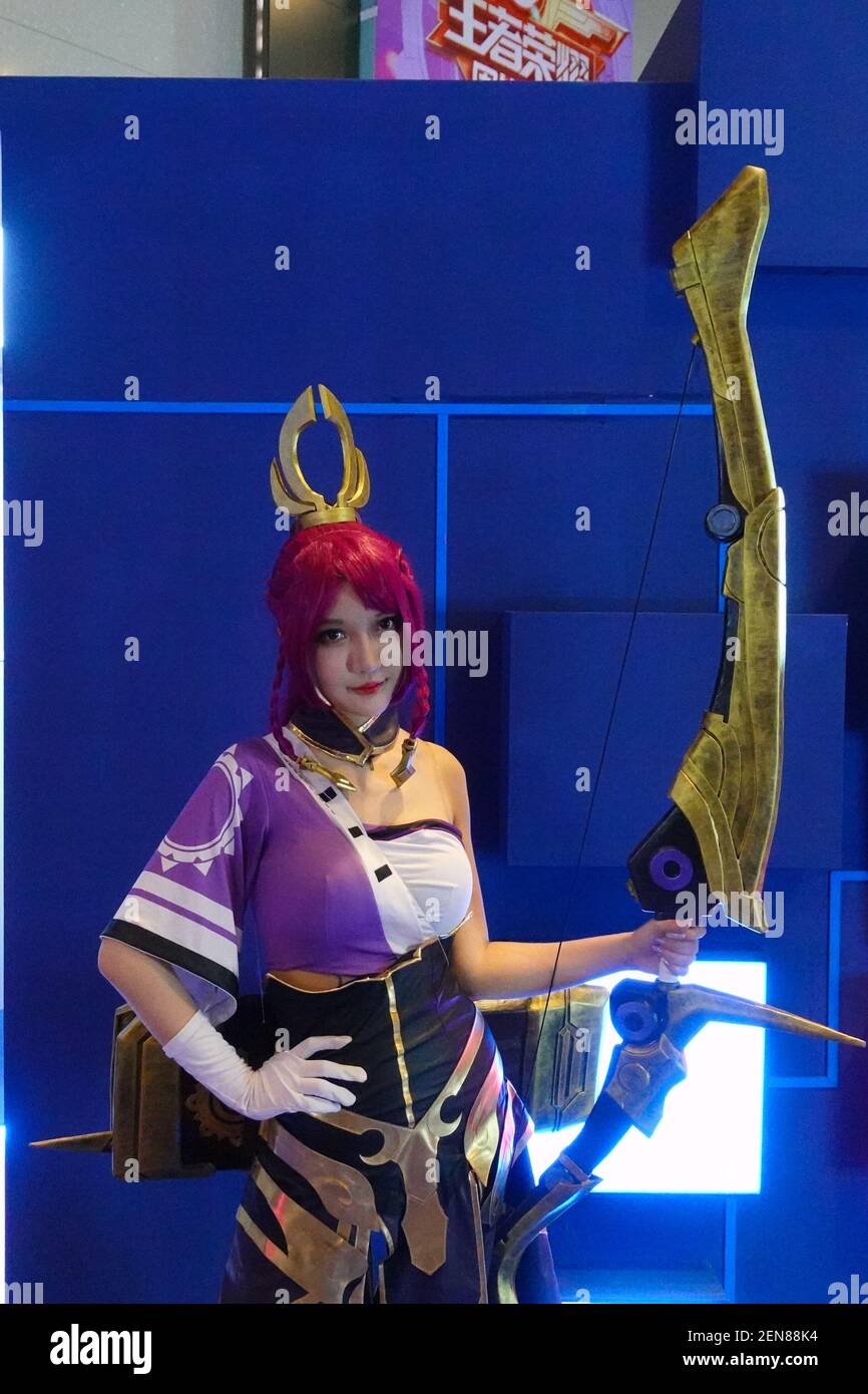 An entertainer dressed in cosplay costumes featuring a character of ...