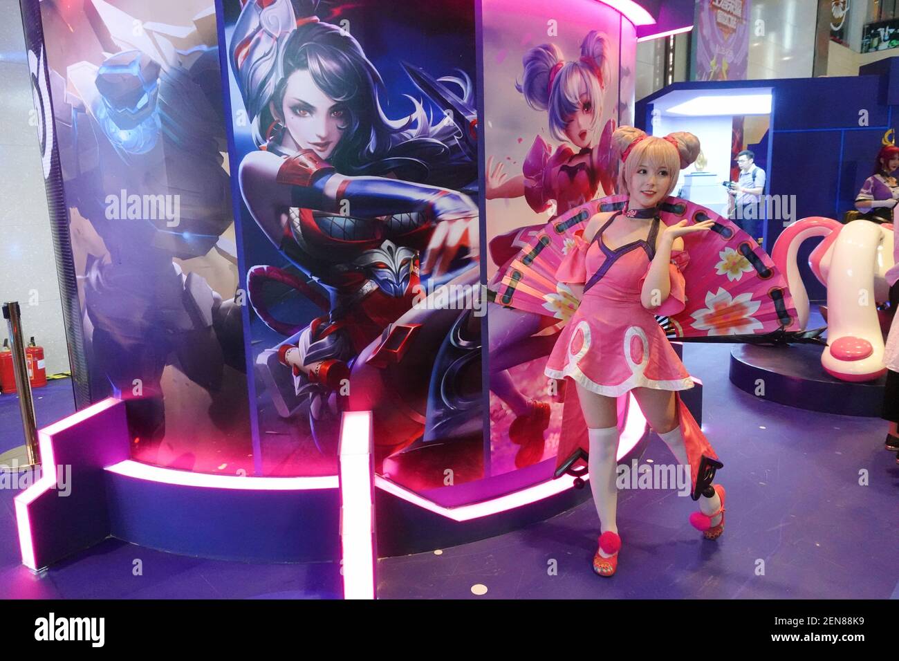 An entertainer dressed in cosplay costumes featuring a character of ...