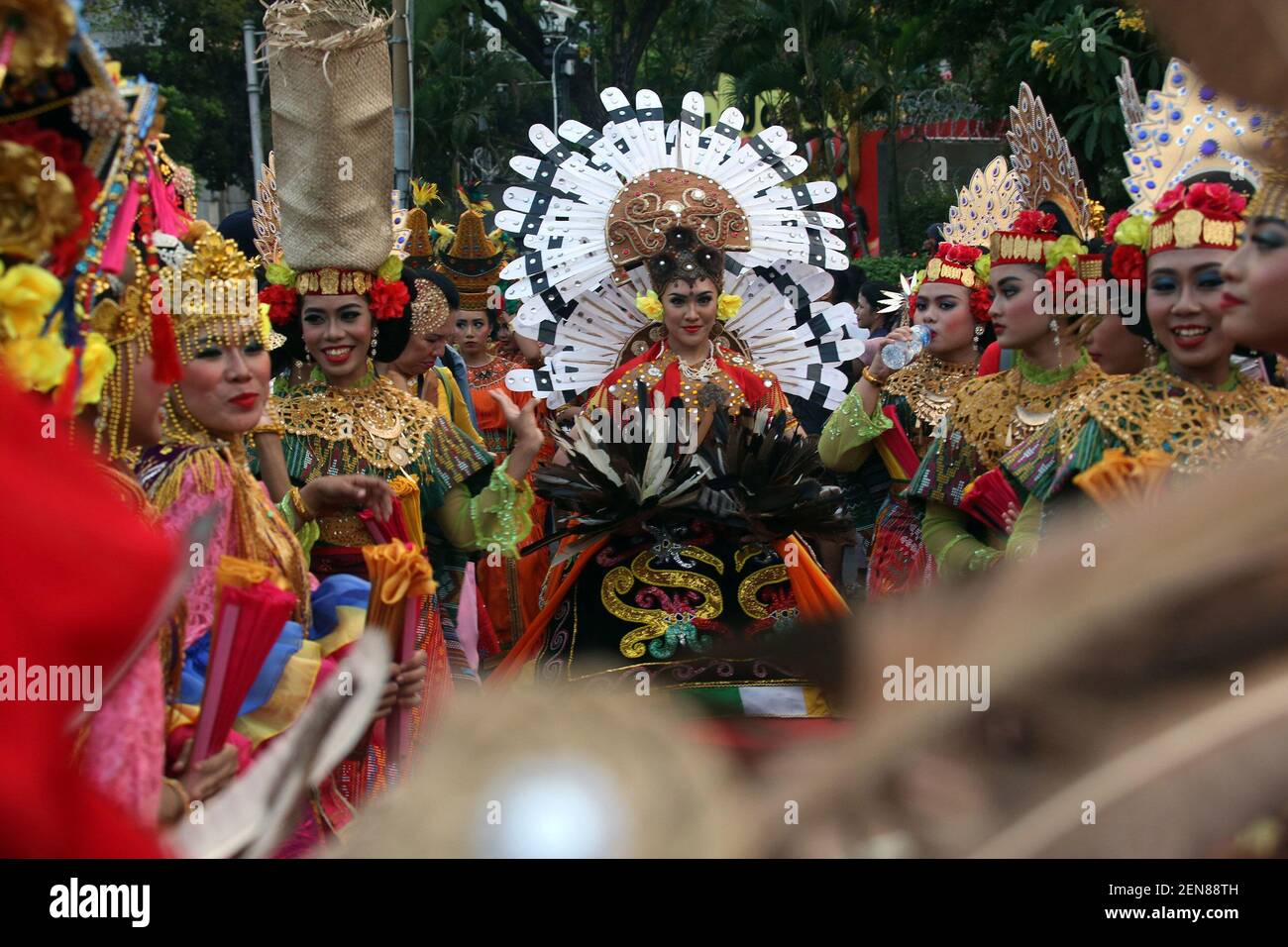 An Indonesian woman seen on as she participates in the carnival parade ...