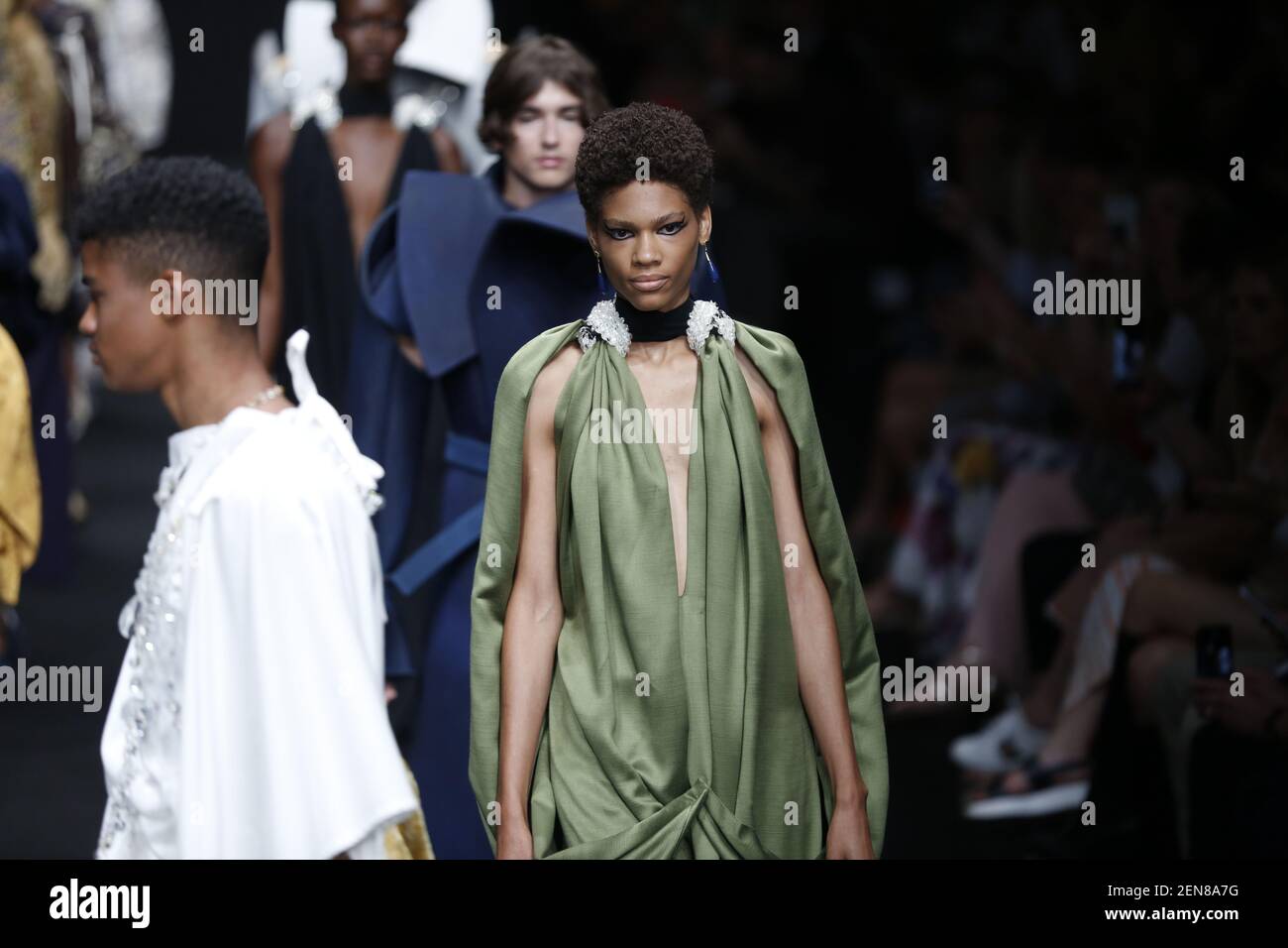 (7/1/2019) The photo shows models on the catwalk with the collection ...