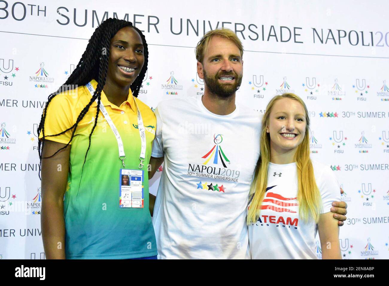 Eziyoda Magbegor, Massimiliano Rosolino and Lauren Reedy during the ...
