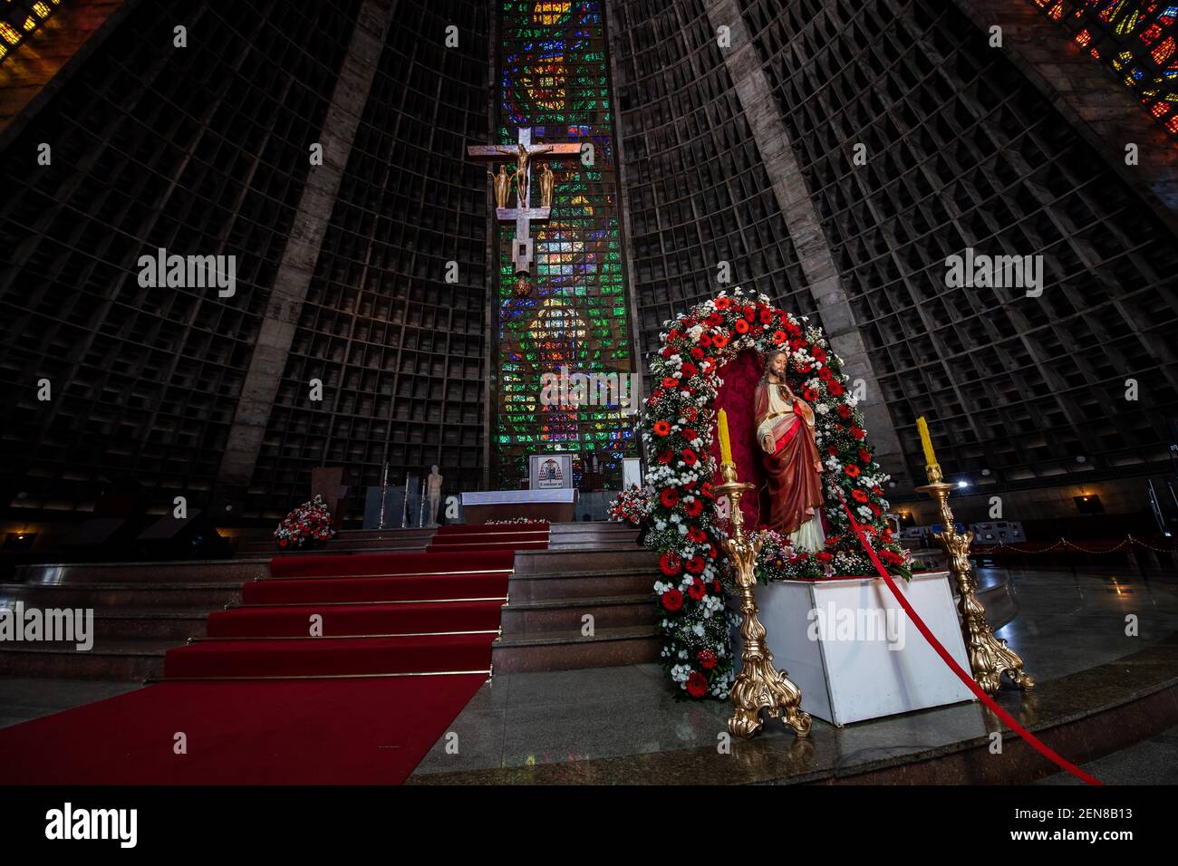 Interior view of the Rio de Janeiro Cathedral, better known as the ...