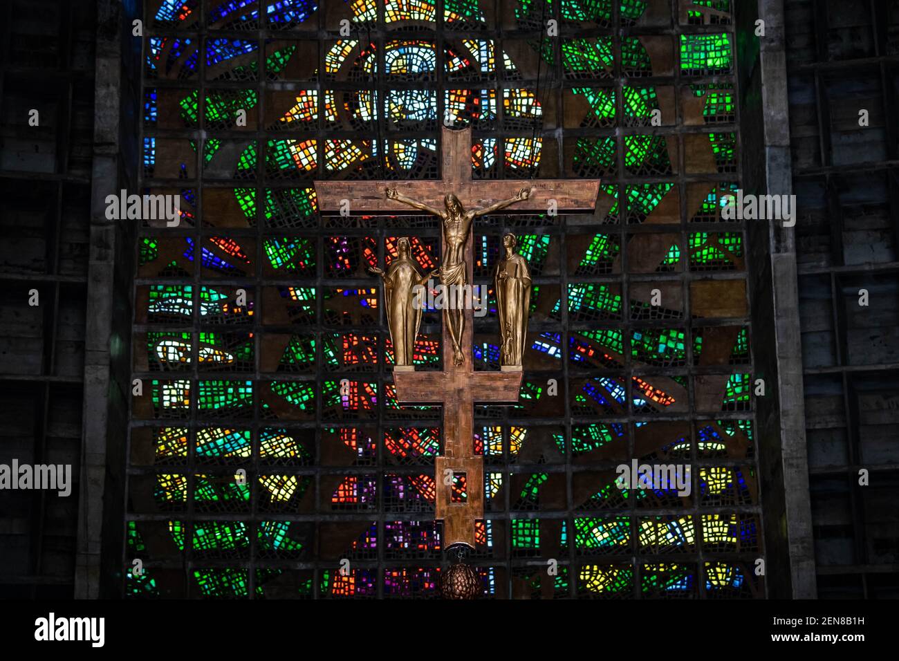 Interior view of the Rio de Janeiro Cathedral, better known as the ...