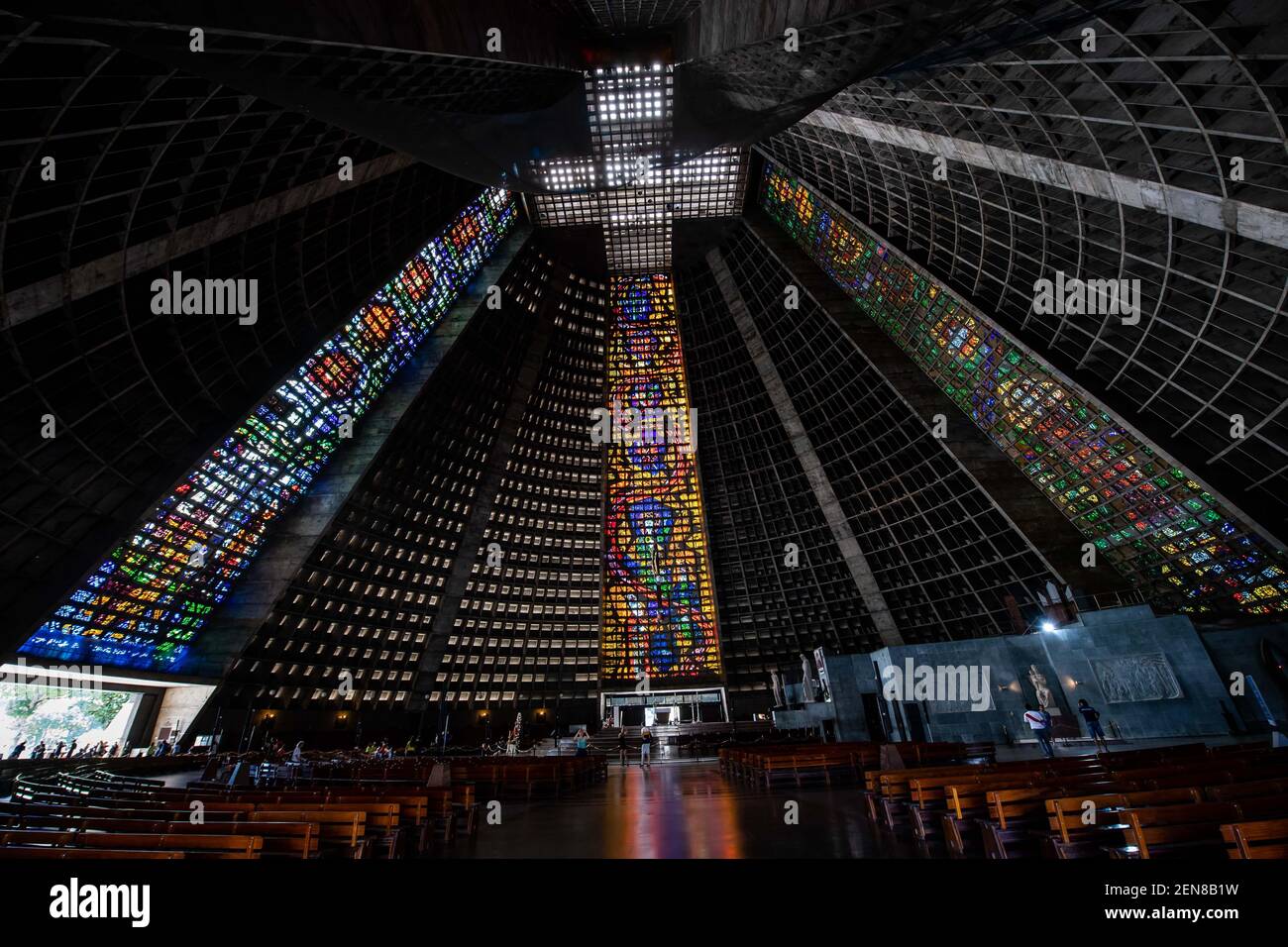 Interior view of the Rio de Janeiro Cathedral, better known as the ...