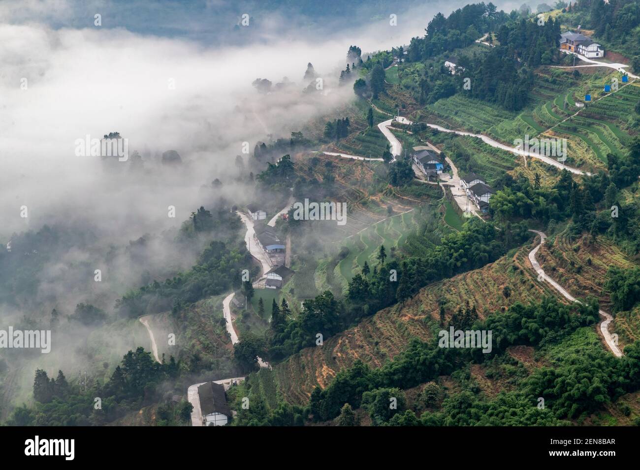 Chongqing, China - July 2 2019: The rain in nanchuan district of ...