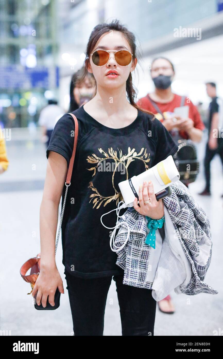 Chinese actress Jelly Lin or Lin Yun arrives at the Beijing Capital ...