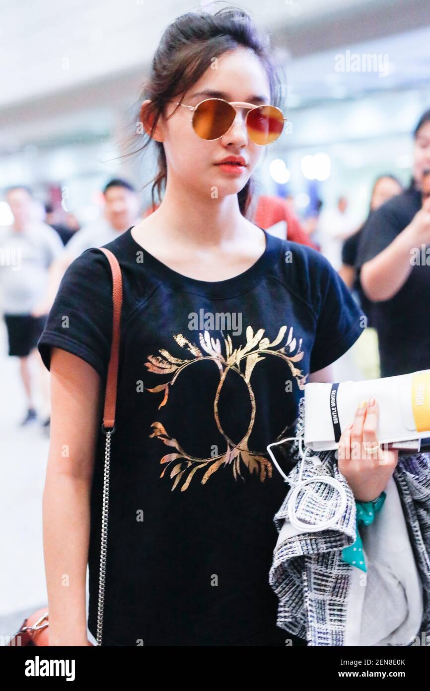 Chinese actress Jelly Lin or Lin Yun arrives at the Beijing Capital ...