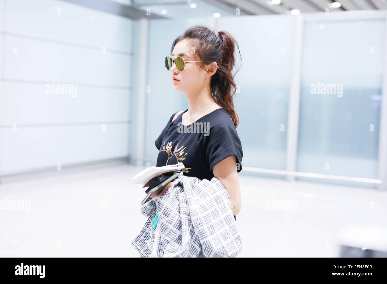 Chinese actress Jelly Lin or Lin Yun arrives at the Beijing Capital ...