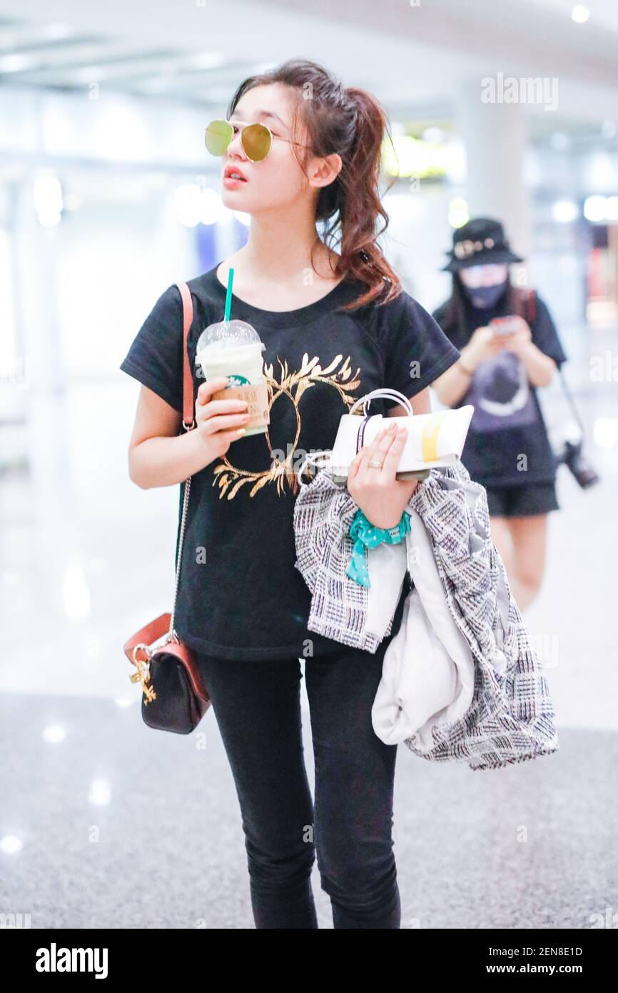 Chinese actress Jelly Lin or Lin Yun arrives at the Beijing Capital ...