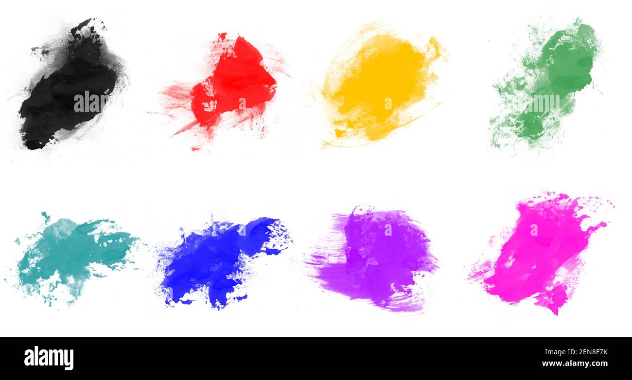 Beautiful colorful paint brushes for painting. Set of smear brushes ...