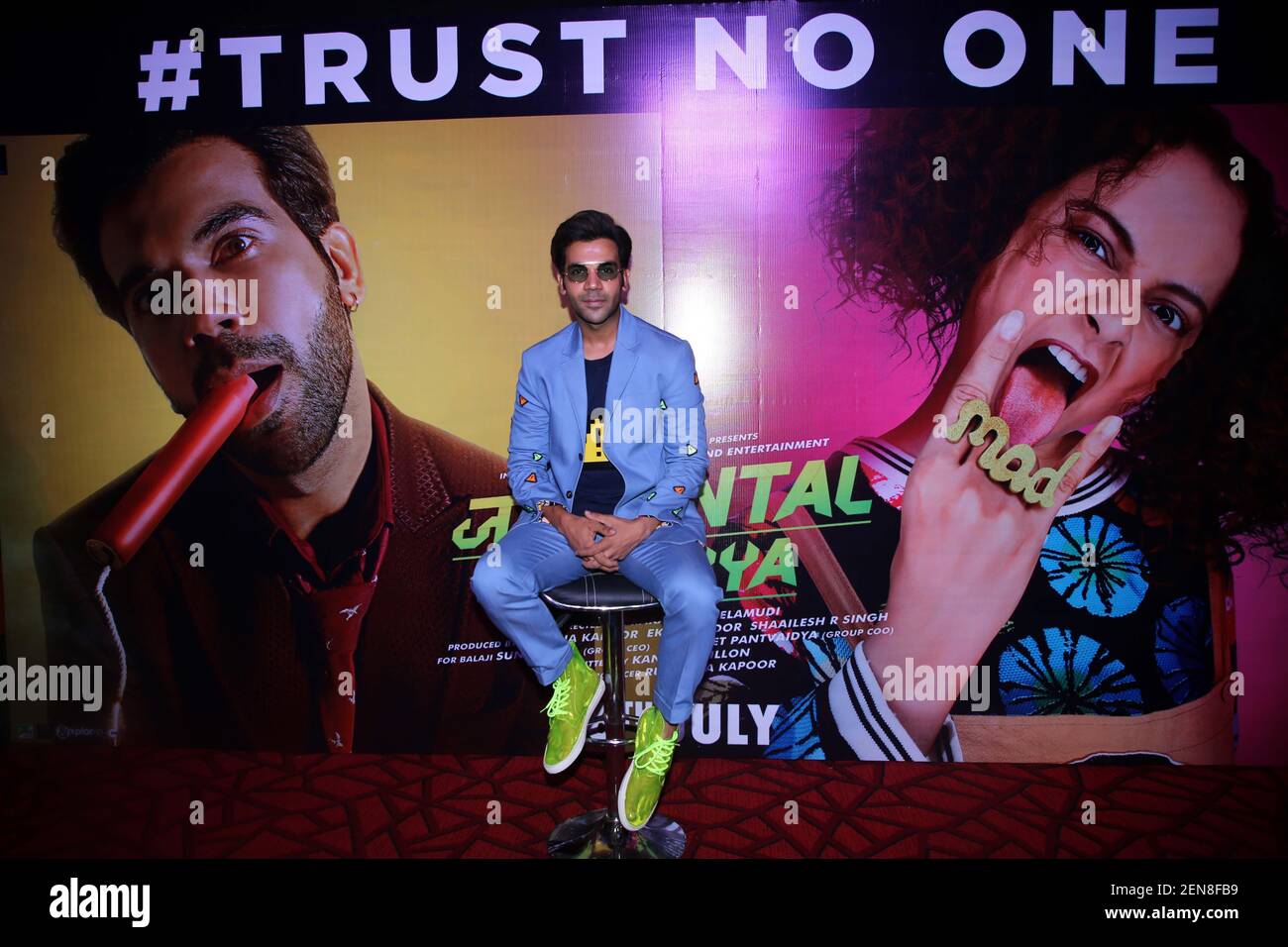 Bollywood actor Raj Kumar Rao during the trailer launch of his upcoming ...