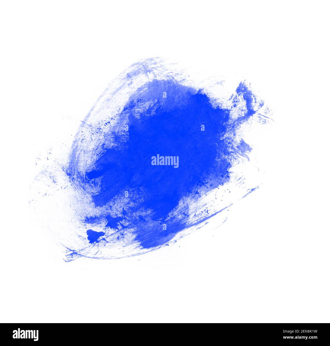 Blue smear brush isolated on white background. Abstract isolated paint ...