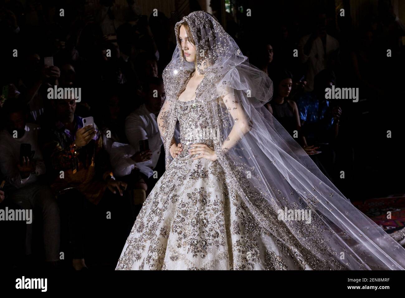 A model walks the runway at the Zuhair Murad Show during Paris Fashion ...