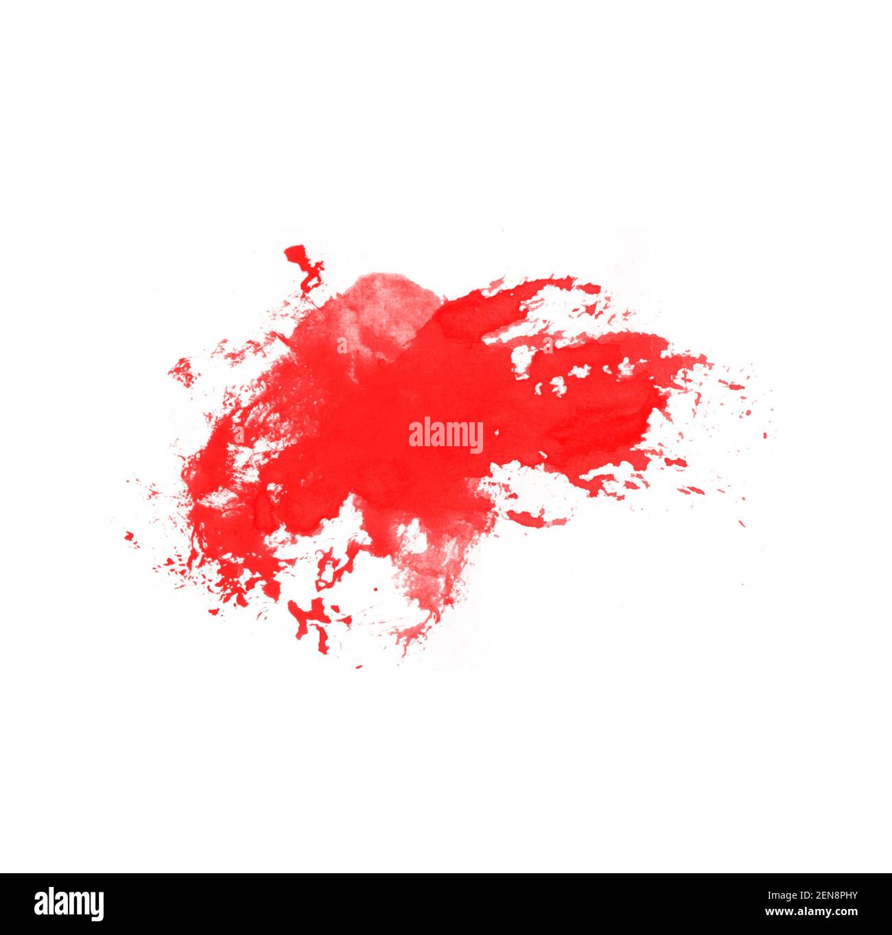 Red paint smear brush isolated on white background. Abstract isolated ...