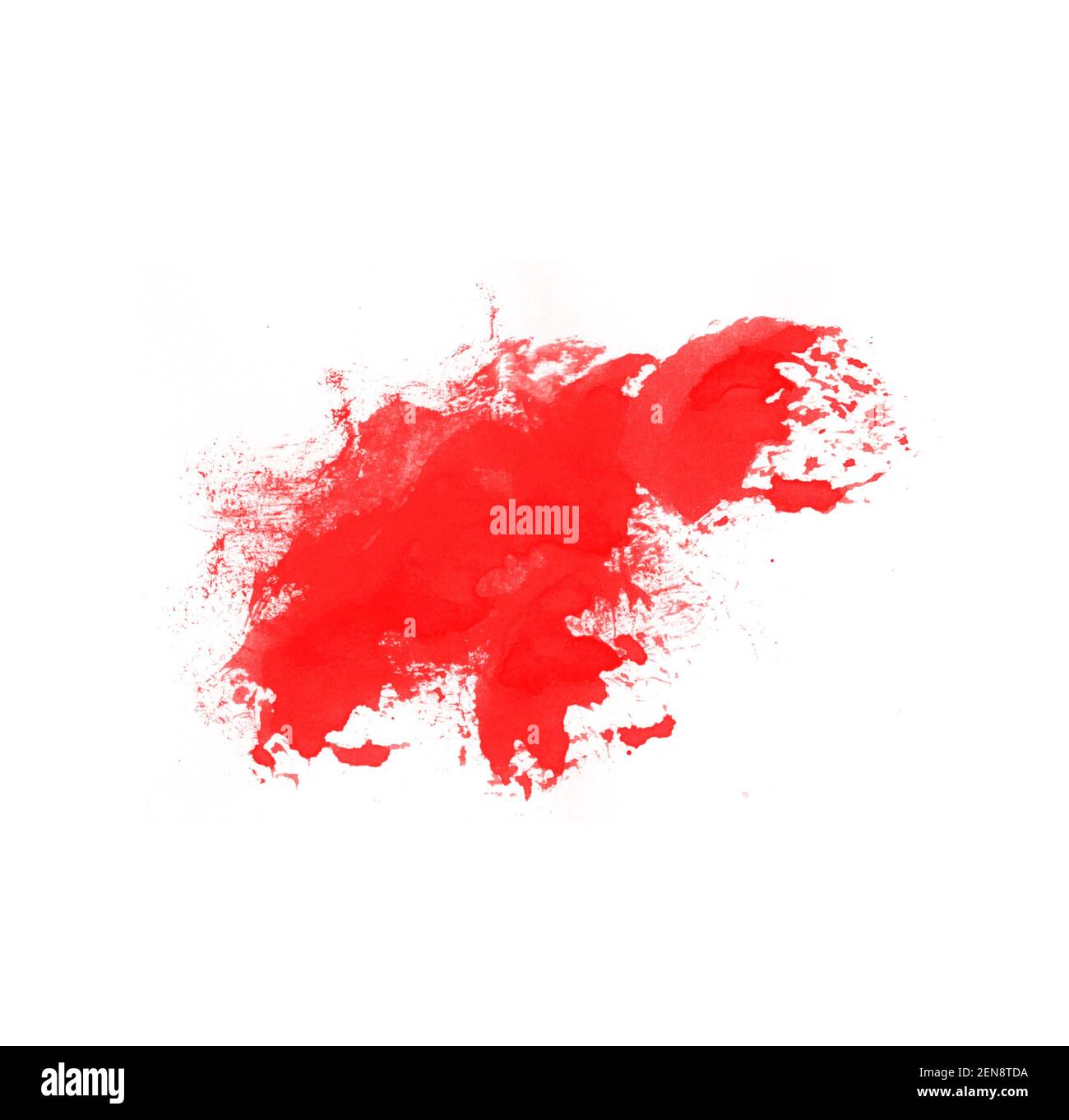Red brush isolated on white background. Beautiful red watercolor blot ...