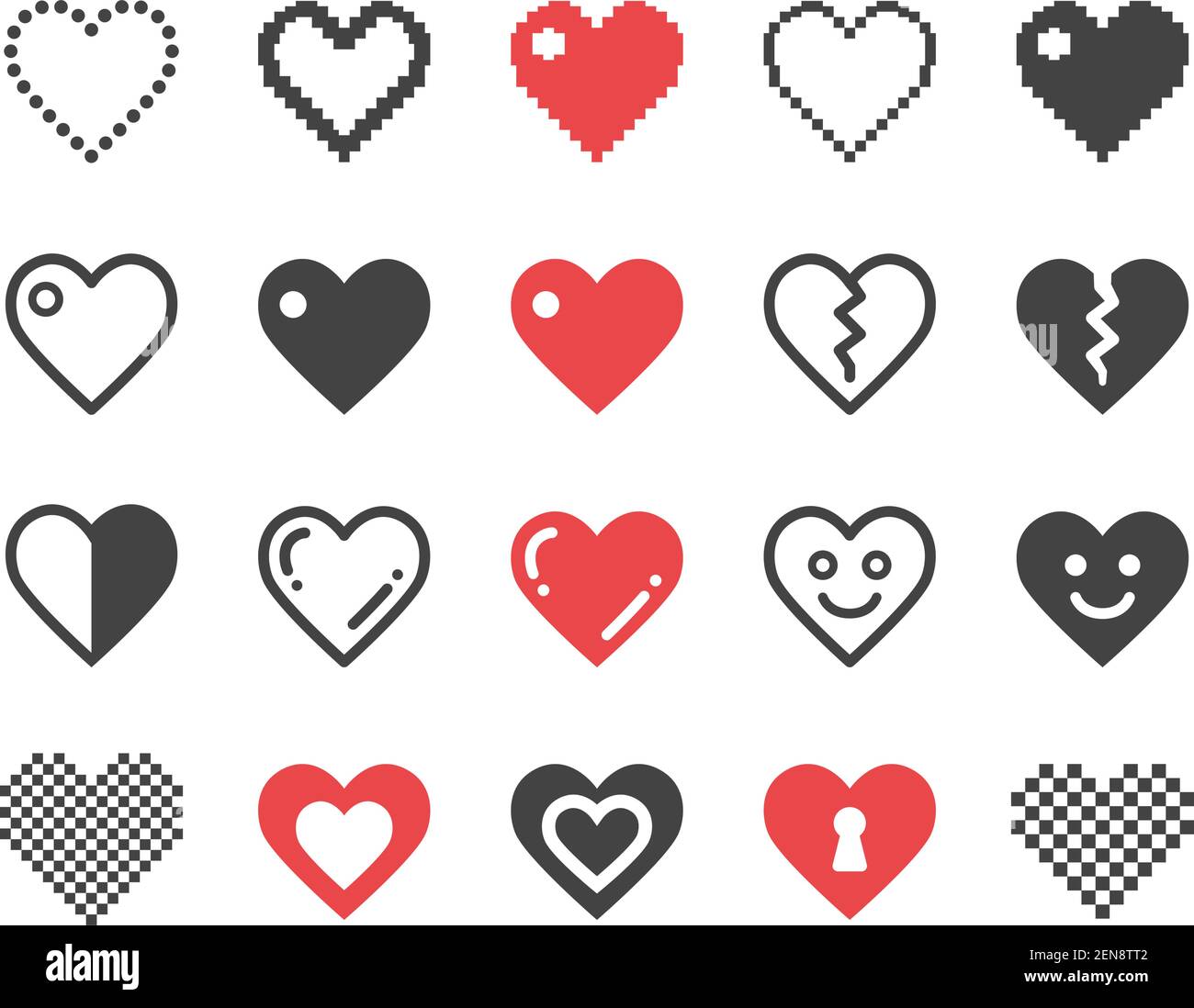 Heart icon set solid Cut Out Stock Images & Pictures - Alamy