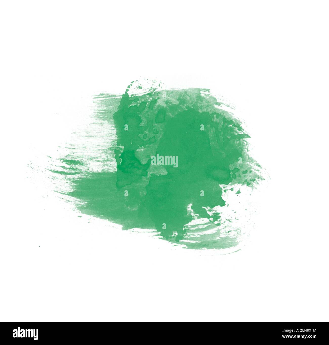 Green paint smear isolated on white background. Green spilled brush for ...
