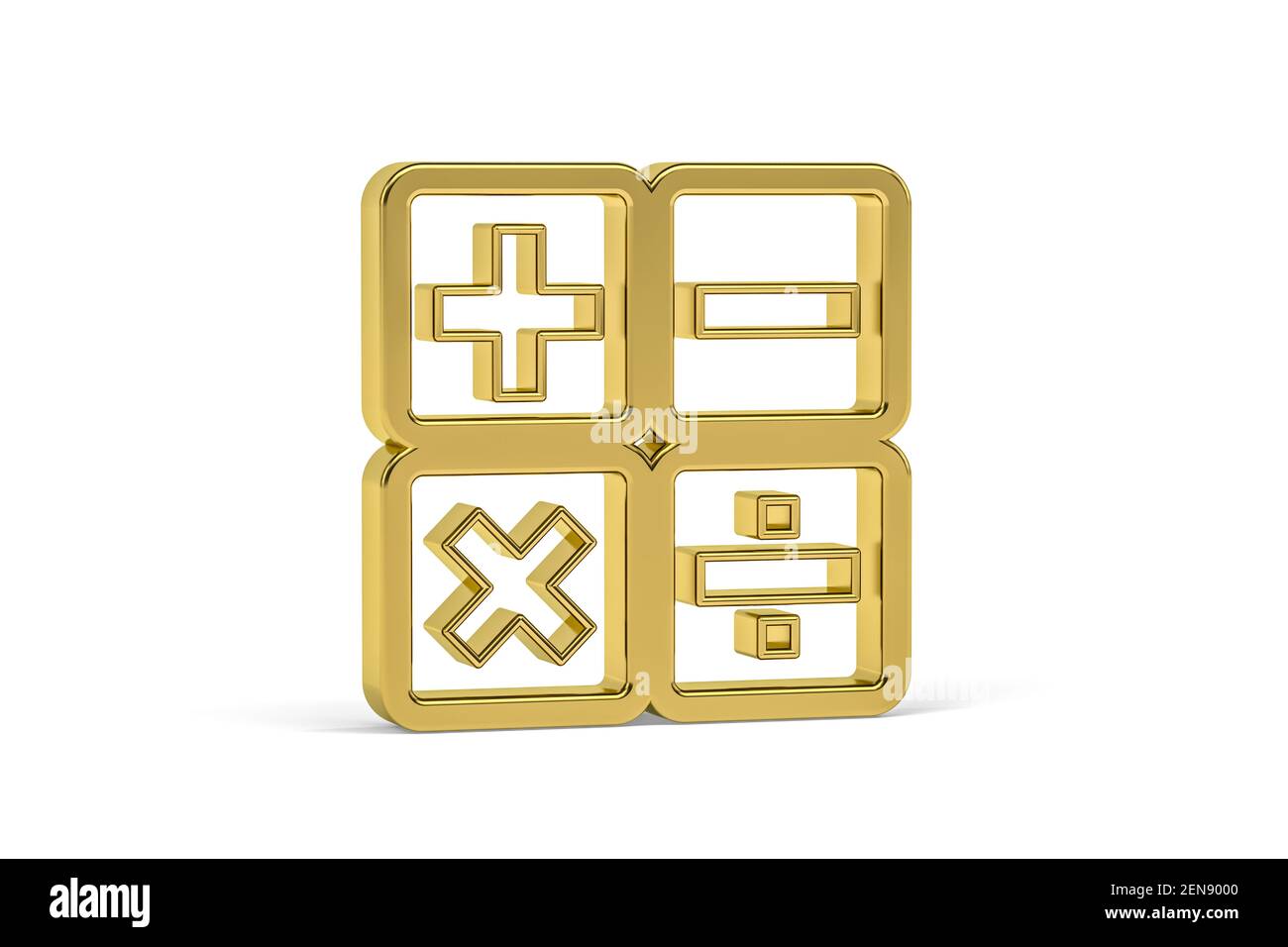 Golden 3d math symbols icon isolated on white background - 3D render ...