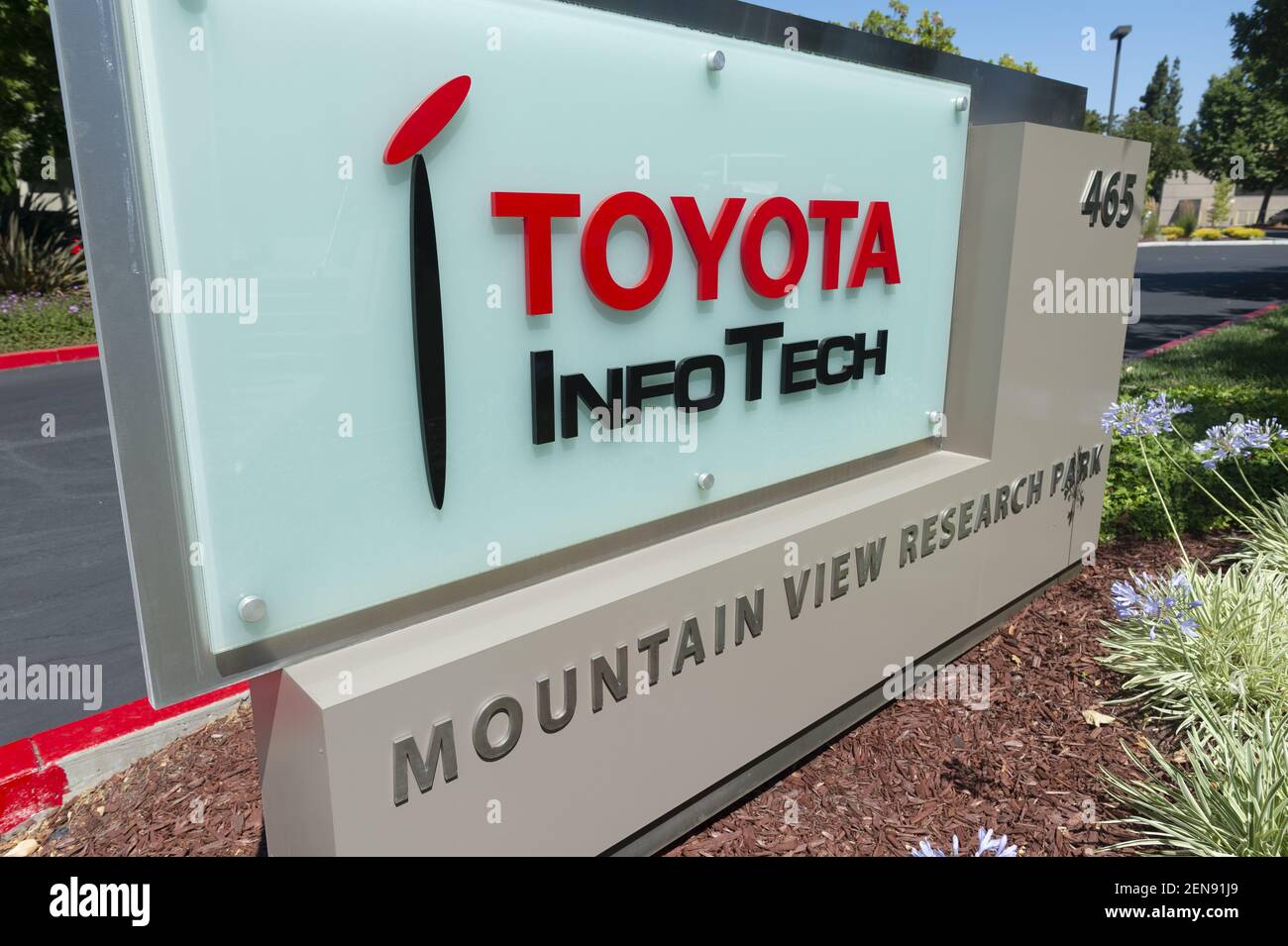 Toyota InfoTech logo is seen at its office in Mountain View, California ...