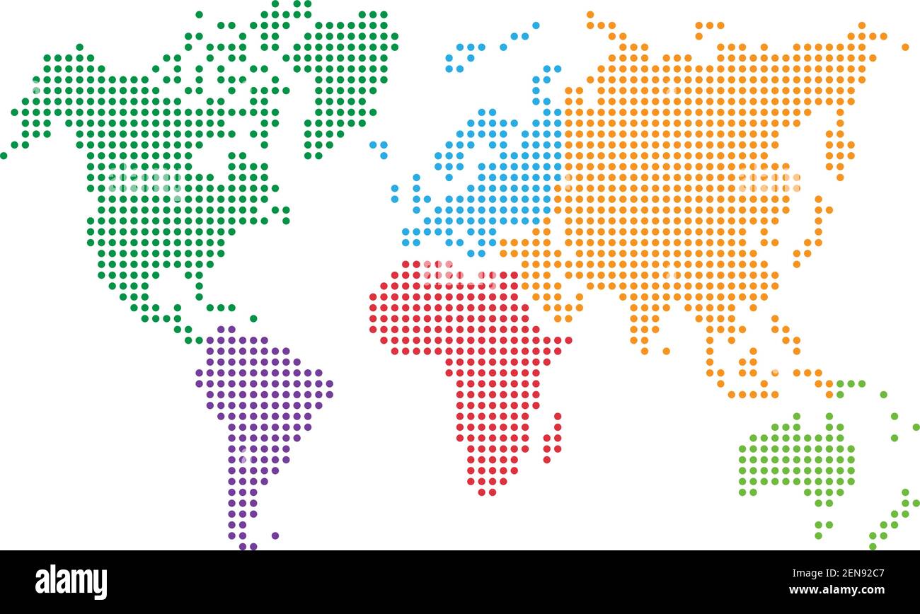 colorful dotted world map,vector and illustration Stock Vector Image ...