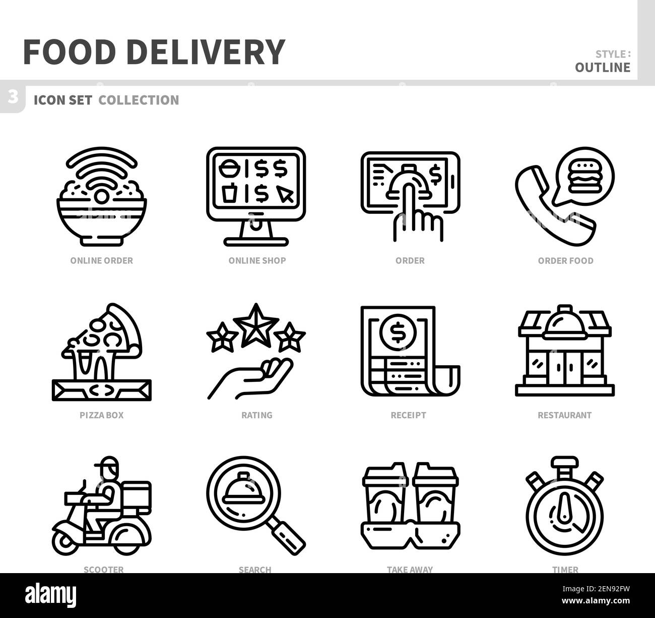 Food delivery phone app icon Black and White Stock Photos & Images - Alamy