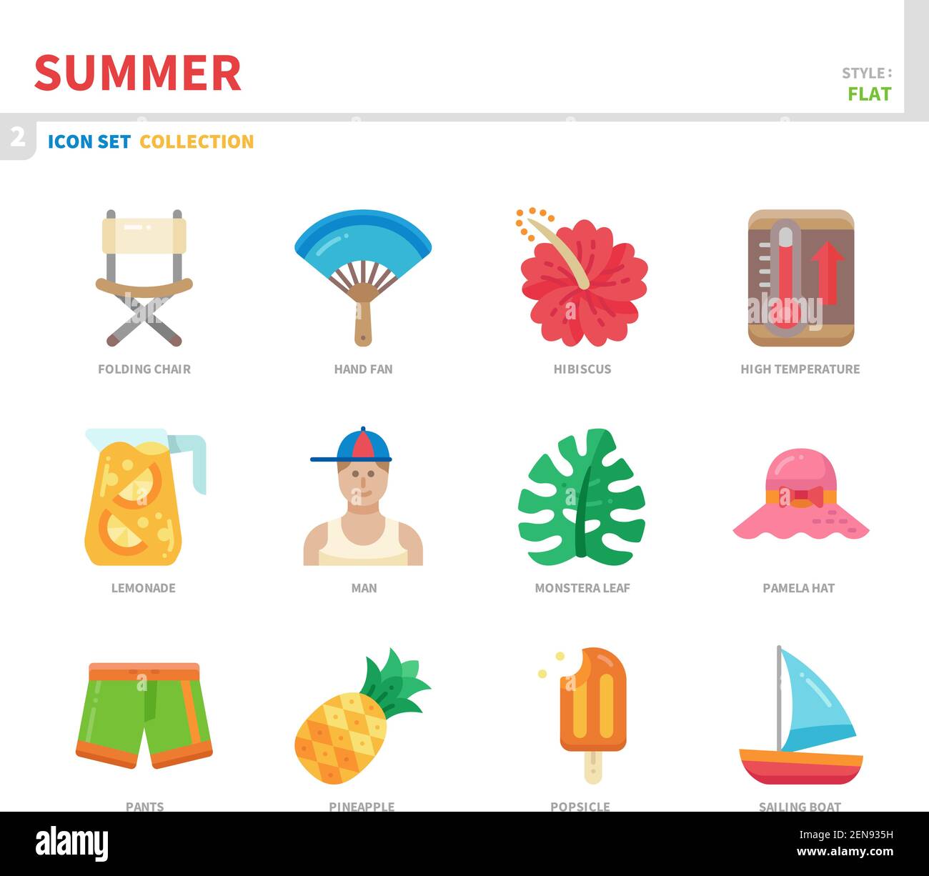 summer season icon set,flat style,vector and illustration Stock Vector ...