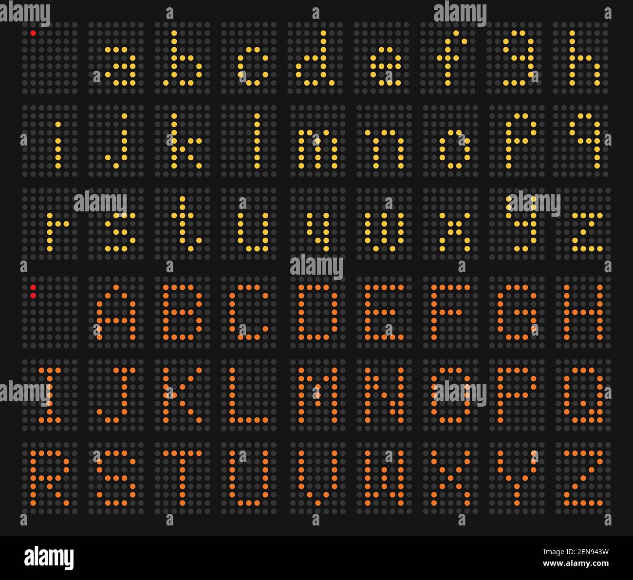yellow dots lowercase letter alphabet and orange dots capital letter ...