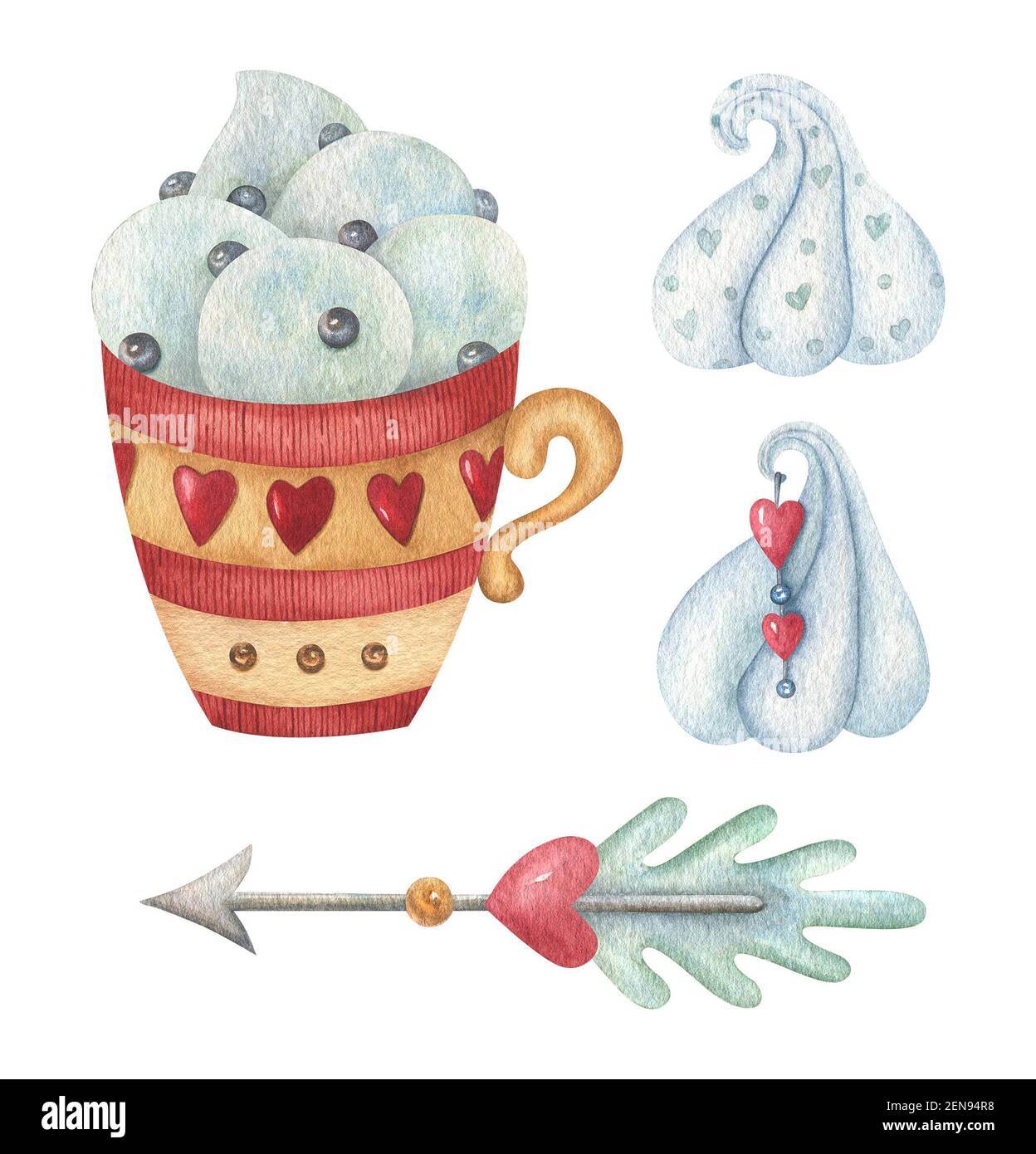Watercolor set on the light background. Bright hand-painted ...