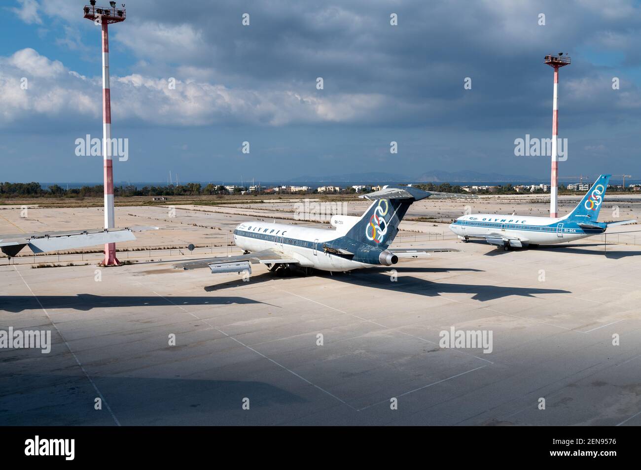 Passenger aircraft of former Olympic airlines at the old Athens airport ...