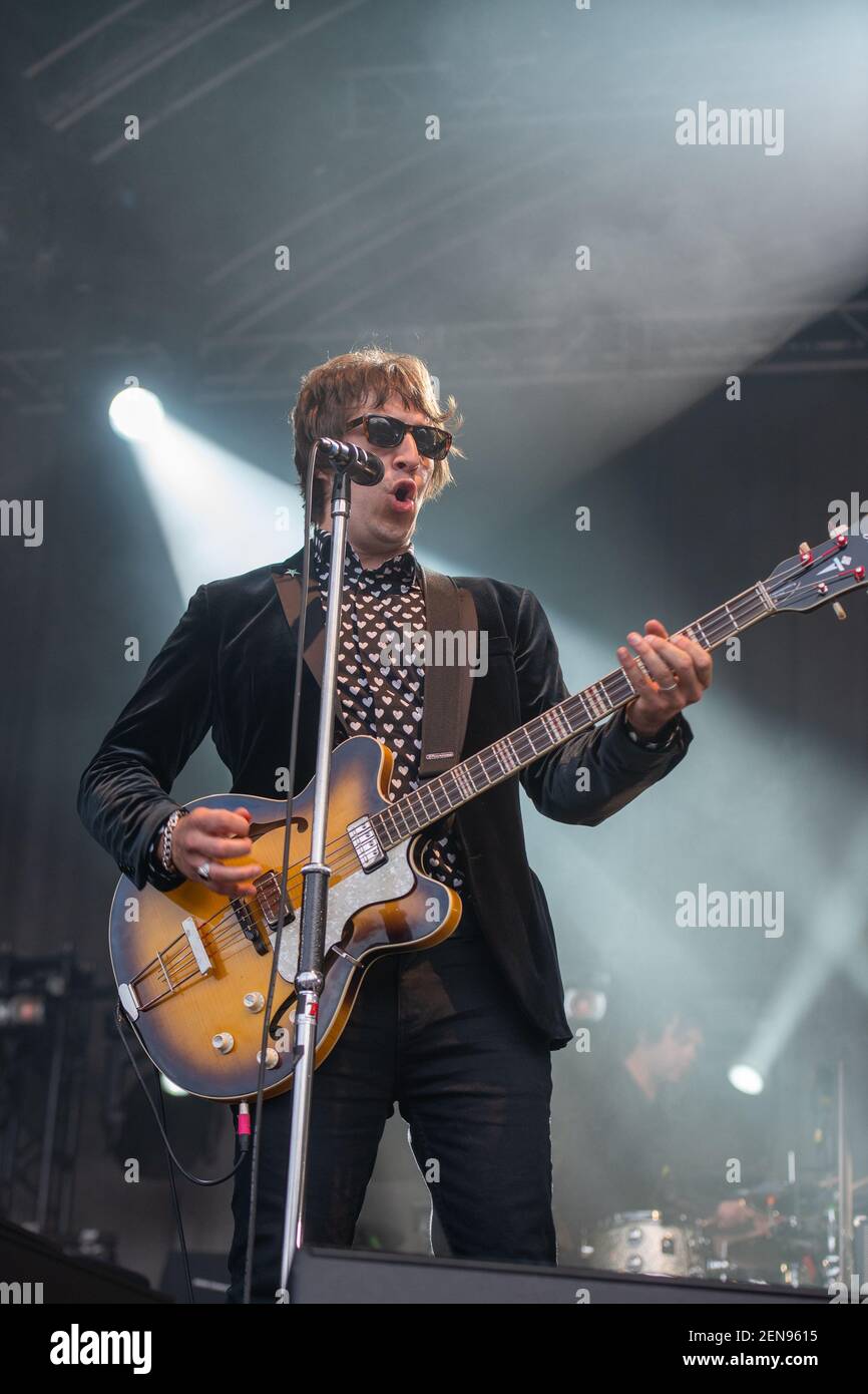 Andy Lewis performs with English singer-songwriter Paul Weller during ...