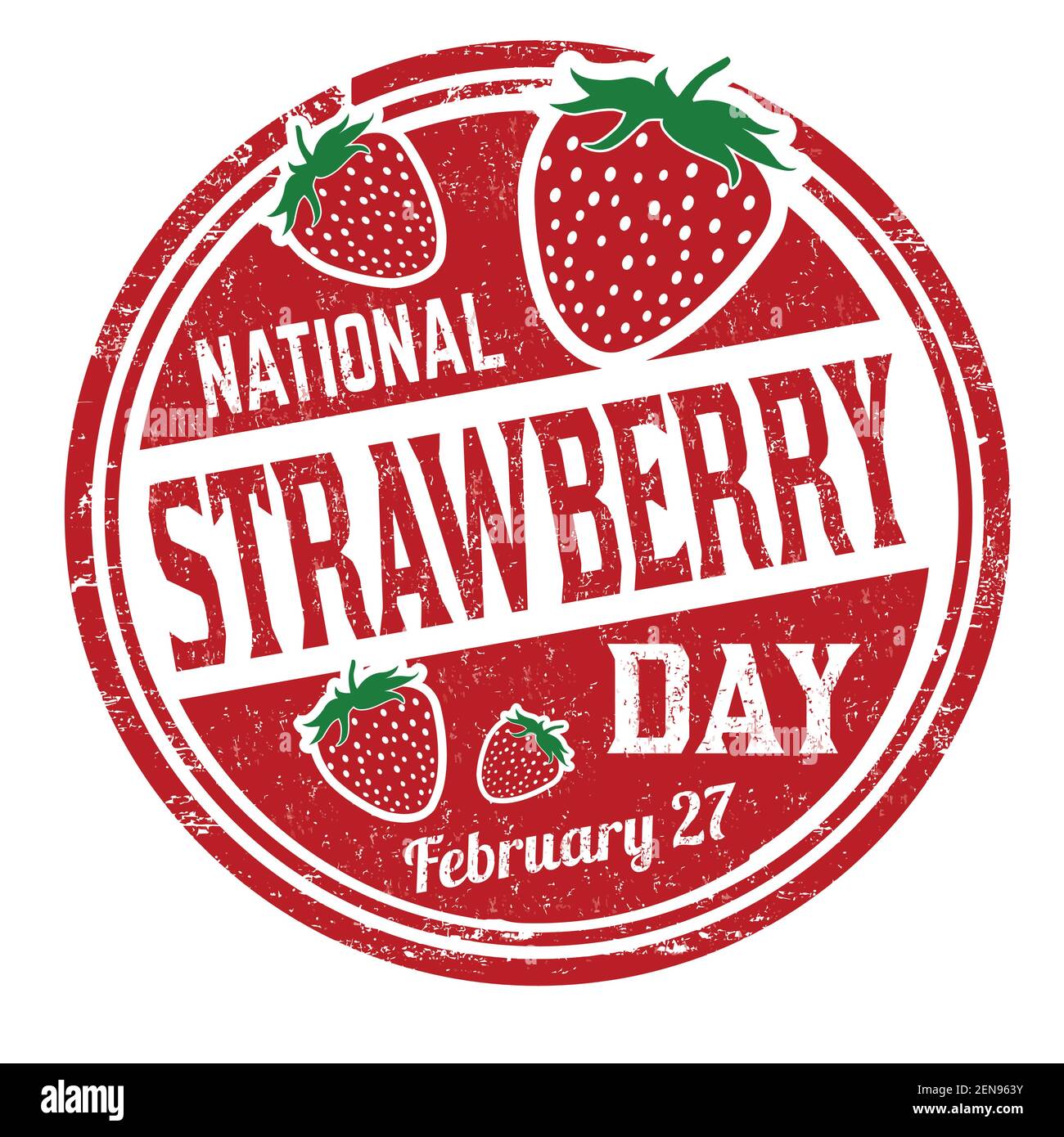 National strawberry day grunge rubber stamp on white background, vector ...